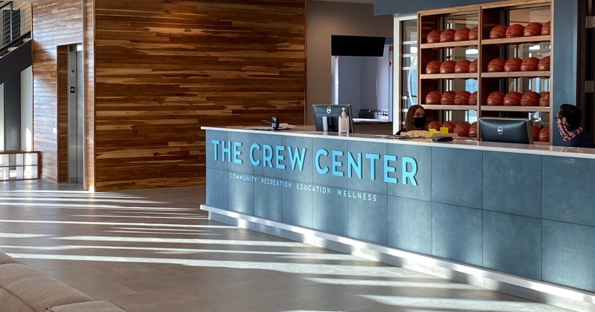 Signage at The CREW Center: Community, Recreation, Education, and Wellness