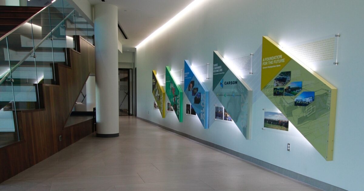 Corporate signage at new headquarters is inspired by Carson Group’s brand.